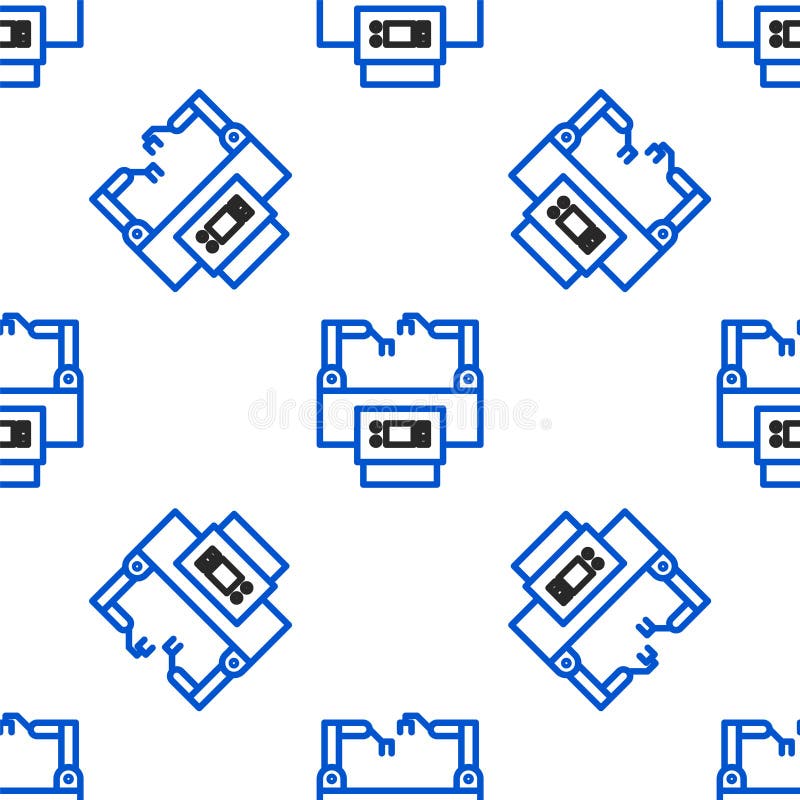 Line Assembly Line Icon Isolated Seamless Pattern on White Background ...