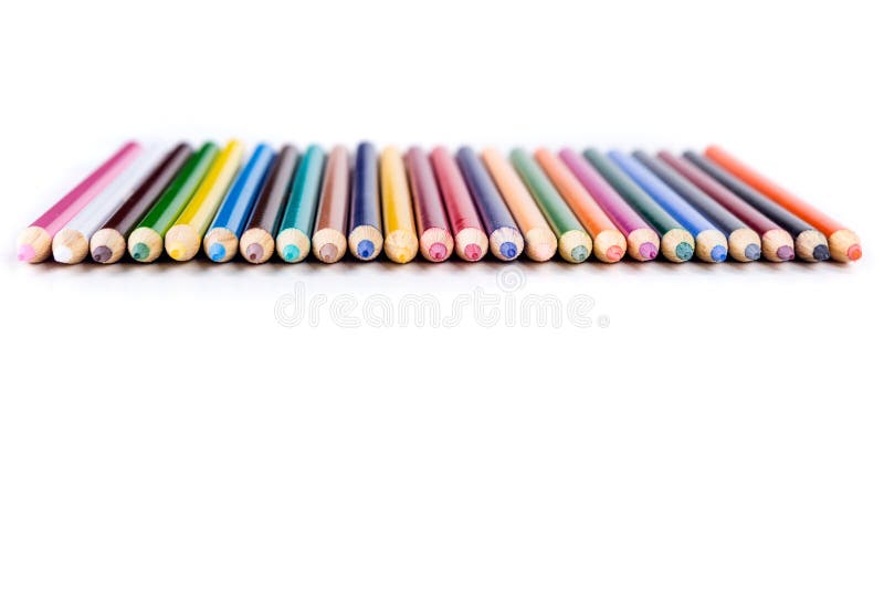Line of Assorted Colored Pencils Stock Photo - Image of work, pencil ...