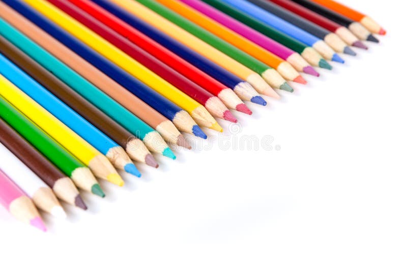 Line of Assorted Colored Pencils Stock Photo - Image of supply, work ...