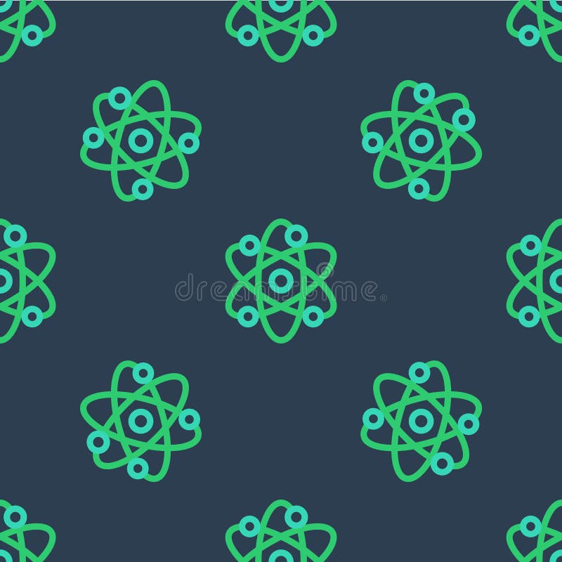 Line Atom Icon Isolated Seamless Pattern on Blue Background. Symbol of ...