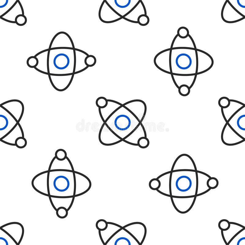 Line Atom Icon Isolated Seamless Pattern on White Background. Symbol of Science, Education ...