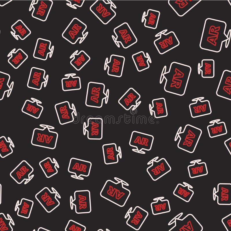 Line Augmented Reality AR Icon Isolated Seamless Pattern on Black ...