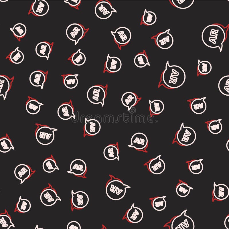 Line Augmented Reality AR Icon Isolated Seamless Pattern on Black ...