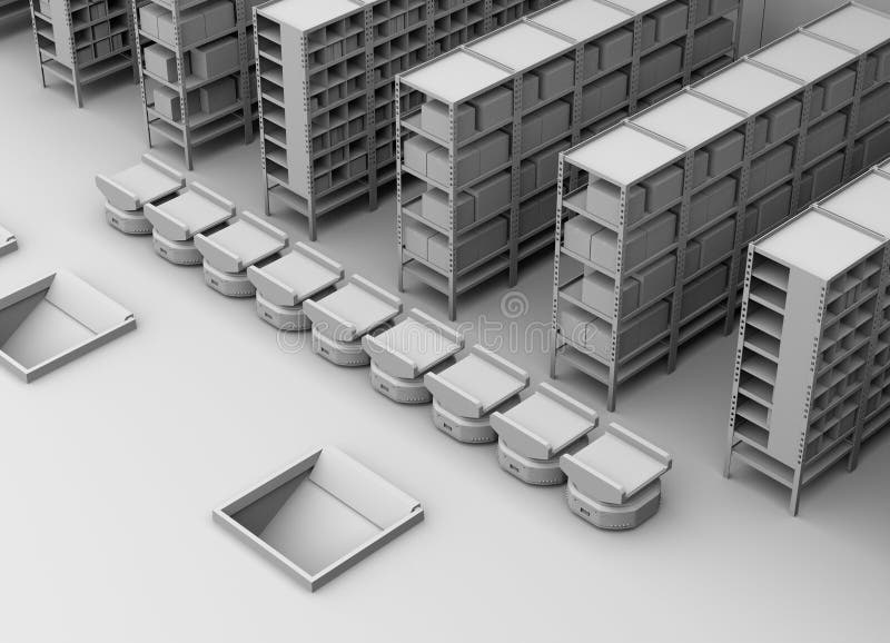 Line of Autonomous Mobile Robots in Modern Warehouse Stock Photo ... Line of Autonomous Mobile Robots in Modern Warehouse Stock Photo ...