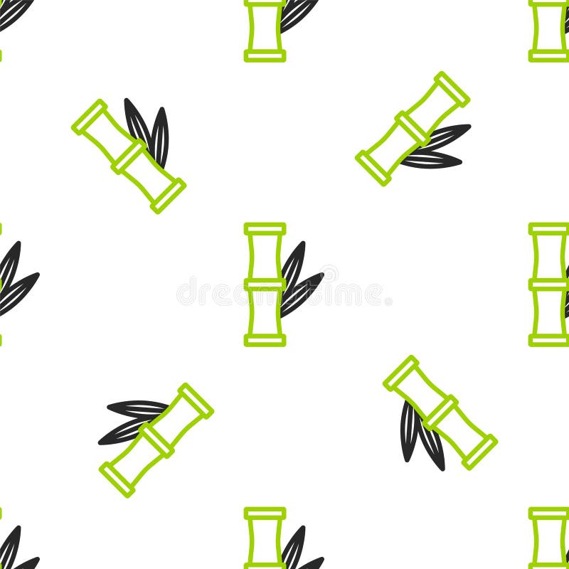 Line Bamboo Icon Isolated Seamless Pattern on White Background. Vector ...
