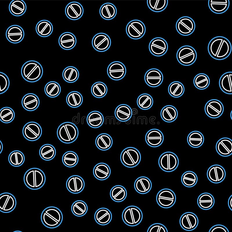 Line Ban Icon Isolated Seamless Pattern on Black Background. Stop ...