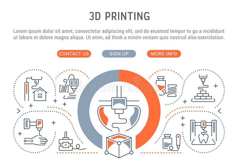 Linear Banner of 3D Printing. Stock Illustration - Illustration of ...