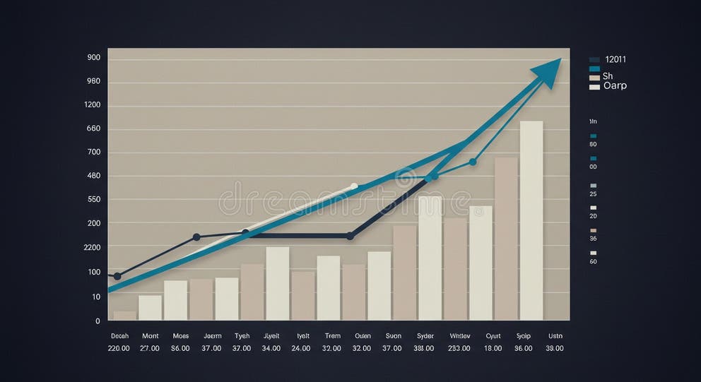 Line and Bar Chart Comparing Three Data Series Over Time, Labeled ...