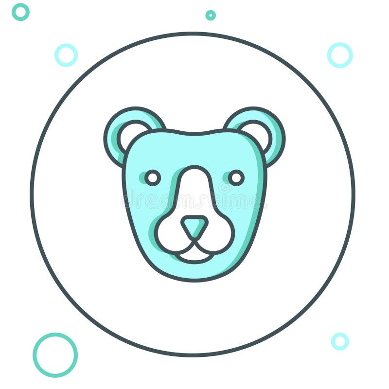 Line Bear Head Icon Isolated on White Background. Colorful Outline ...