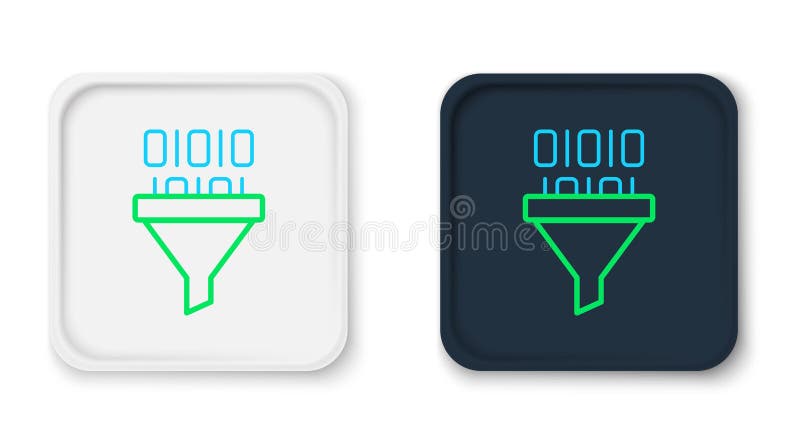 Line Binary Code Icon Isolated on White Background. Colorful Outline Concept Stock Vector ...