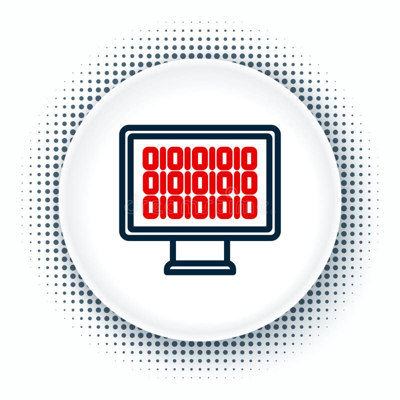 Line Binary Code Icon Isolated on White Background. Colorful Outline ...