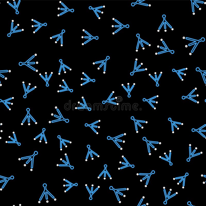 Line Bird Footprint Icon Isolated Seamless Pattern on Black Background ...