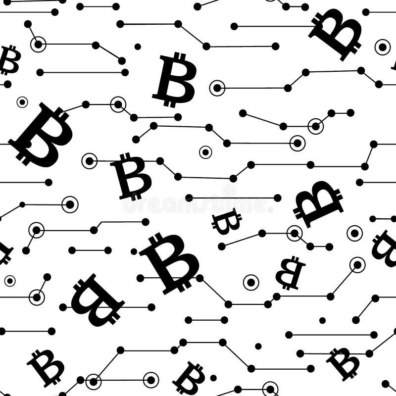 Lines and Bitcoins Seamless Pattern. Vector Illustration, Cryptocurrency Financial Items. Stock ...