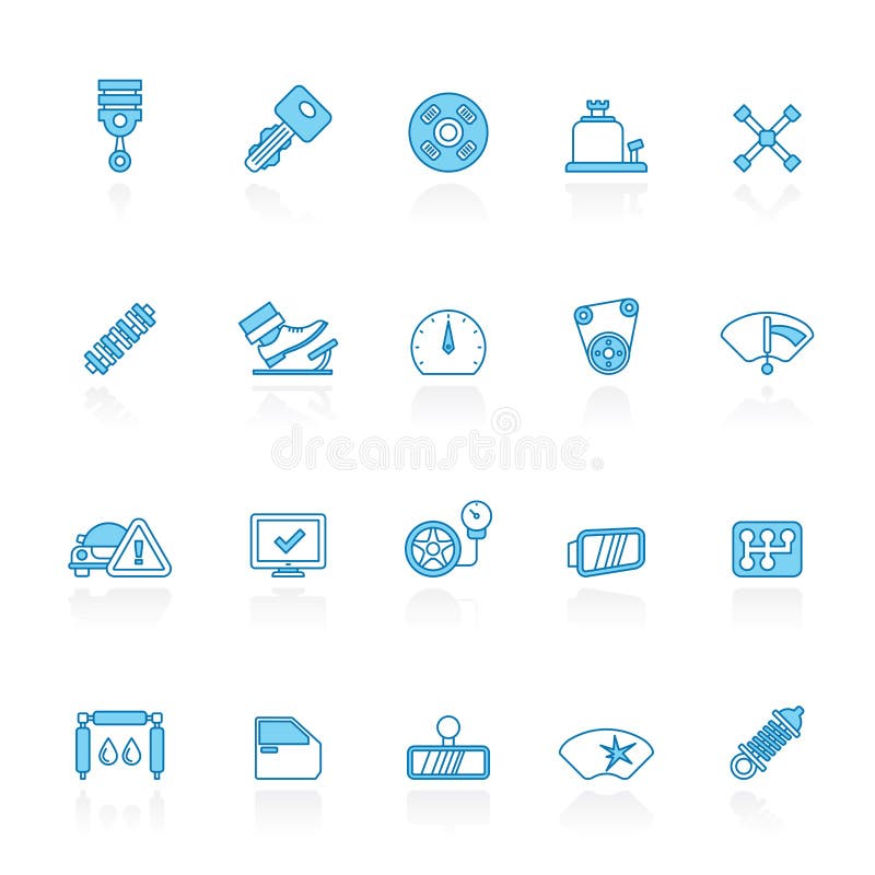 Line with Blue Background Auto Service and Car Part Icons Stock Vector ...