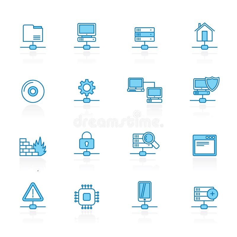 Network, Server And Hosting Icons Stock Vector - Illustration of rack ...