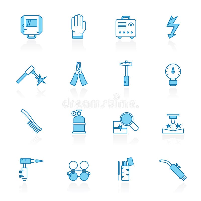 Line with Blue Background Welding and Construction Tools Icons Stock ...