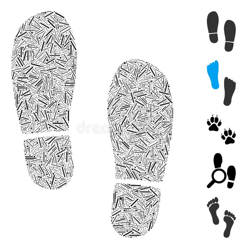 Line Boot Footprints Icon Vector Mosaic Stock Illustration ...