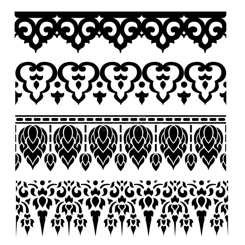 Line Border Pattern Asian Traditional Art Design Vector, Thai ...