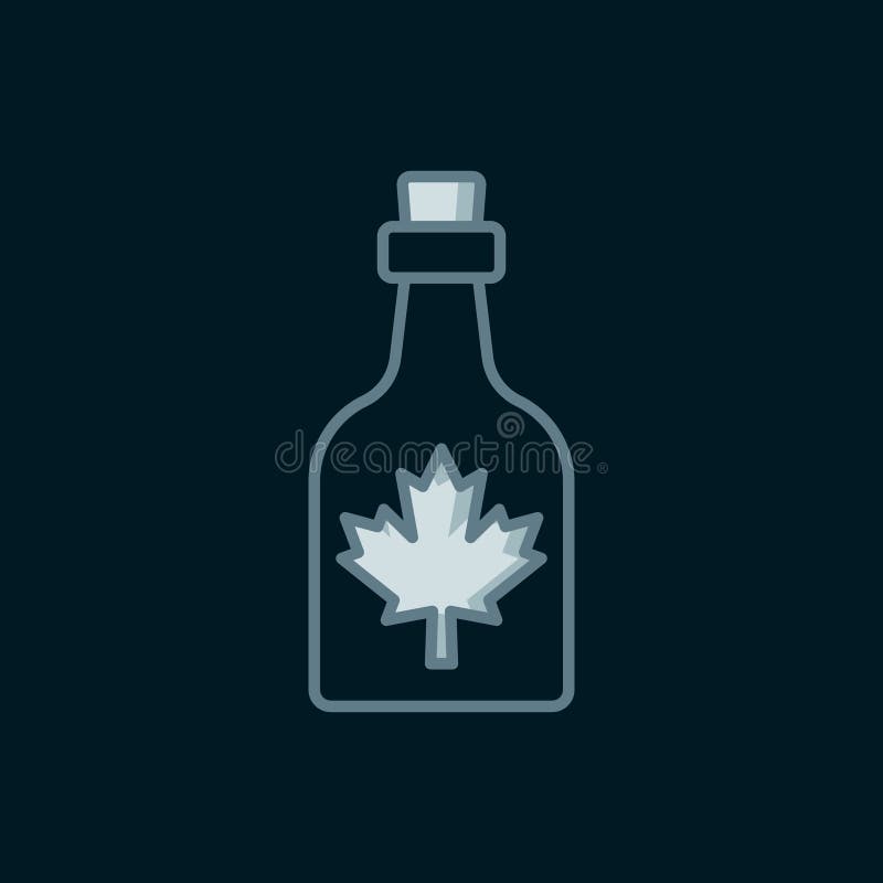 Line Bottle of Maple Syrup Icon Isolated on Black Background. Flat Filled Outline Style with ...