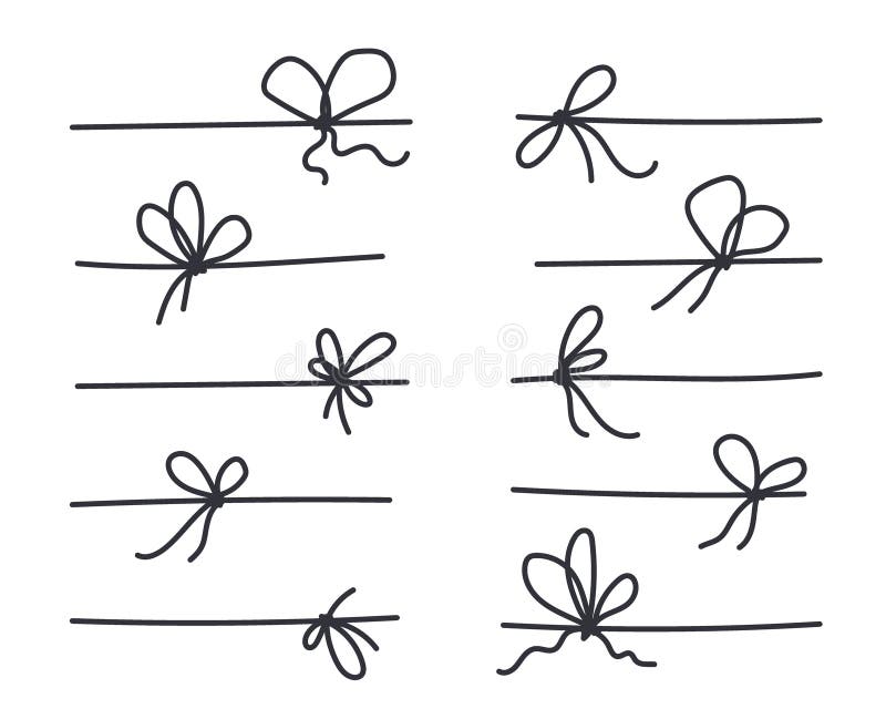 Line Bows Knots on Ribbon for Gift Decoration. String with Rope Knots ...