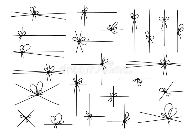 Line Bows on Ribbon for Gift Decoration. String with Rope Knots in ...