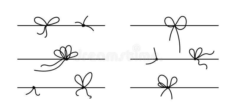Line Bows on Ribbon for Gift Decoration. String with Rope Knots in ...