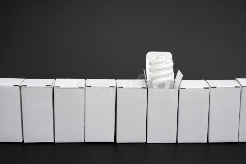 Line of Boxes with One Open Stock Image - Image of spiral, idea: 54975757
