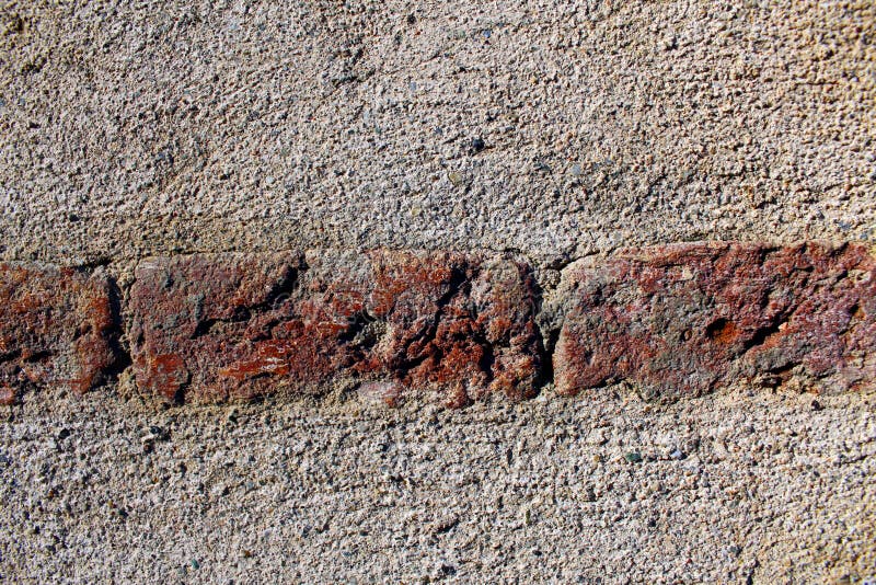 Line of Bricks Embedded in Plaster Stock Image - Image of mortar ...