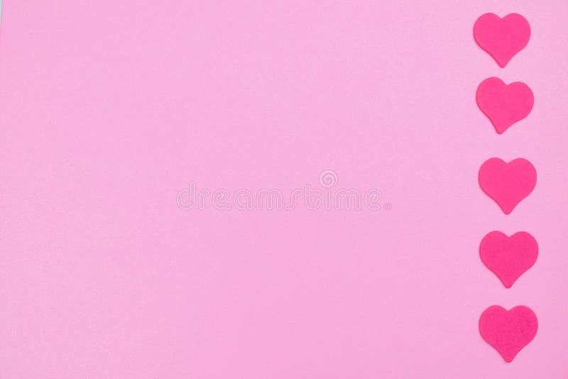 Line Bright Pink Hearts of Love on Background. Line for Frame with ...