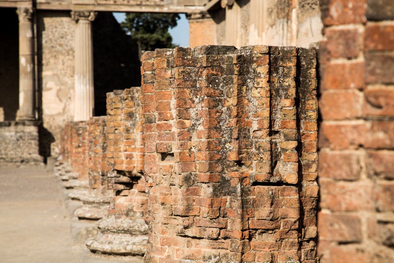 Line of Broken Brick Columns Stock Image - Image of monument, destroyed ...