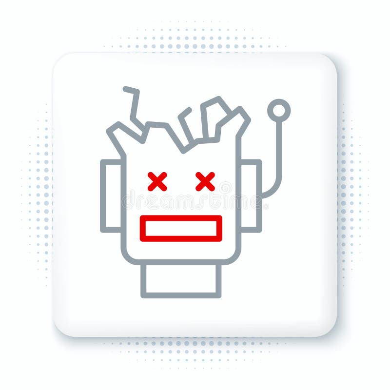 Line Broken Robot Icon Isolated on White Background. Artificial ...