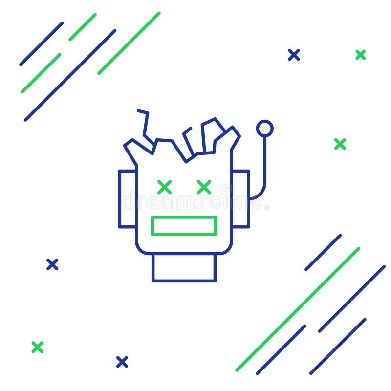 Line Broken Robot Icon Isolated on White Background. Artificial ...