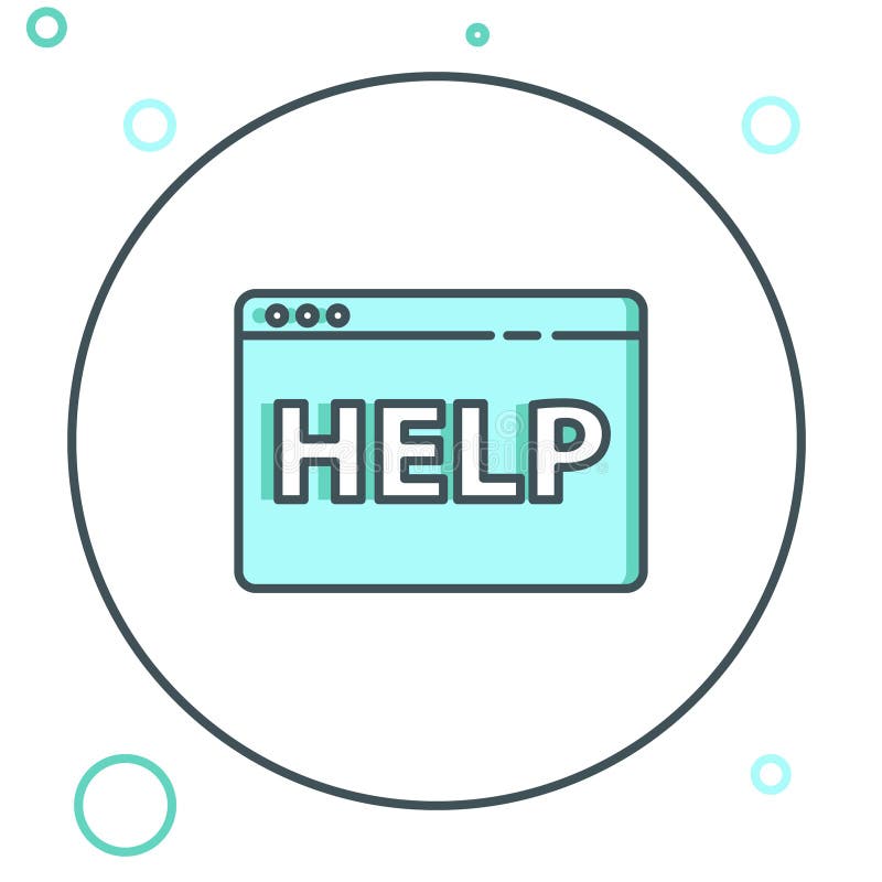Line Browser Help Icon Isolated on White Background. Internet ...