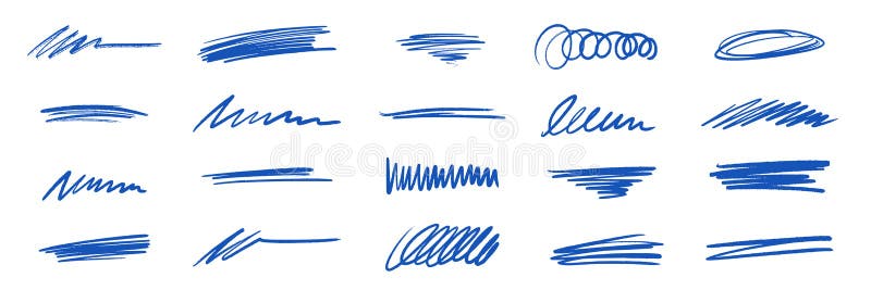 Line Brush Marker, Pen, Pencil Stroke Vector. Blue Line Brush Marker ...