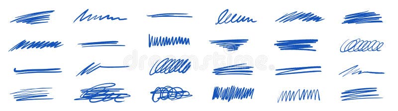 Line Brush Marker, Pen, Pencil Stroke Vector. Blue Line Brush Marker ...