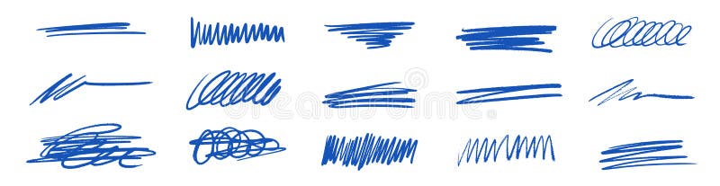 Line Brush Marker, Pen, Pencil Stroke Vector. Blue Line Brush Marker ...