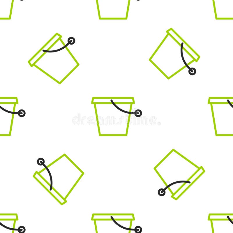Line Bucket Icon Isolated Seamless Pattern on White Background. Vector ...