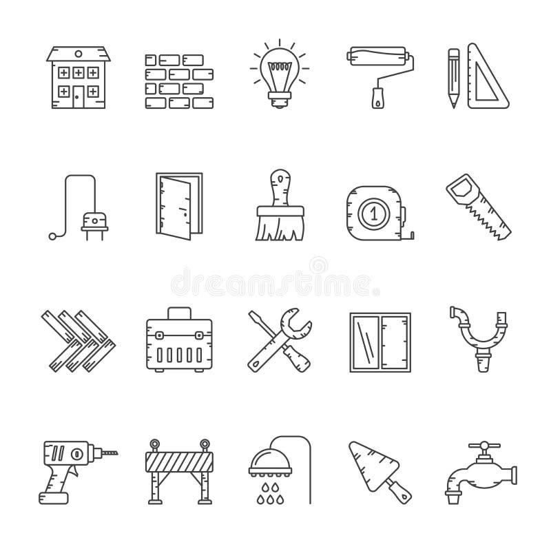 Building and Construction Equipment Icons Stock Vector - Illustration ...