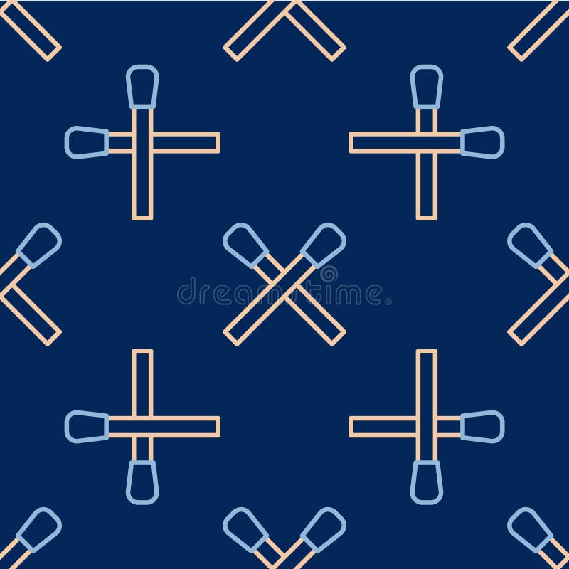 Line Burning Match with Fire Icon Isolated Seamless Pattern on Blue ...