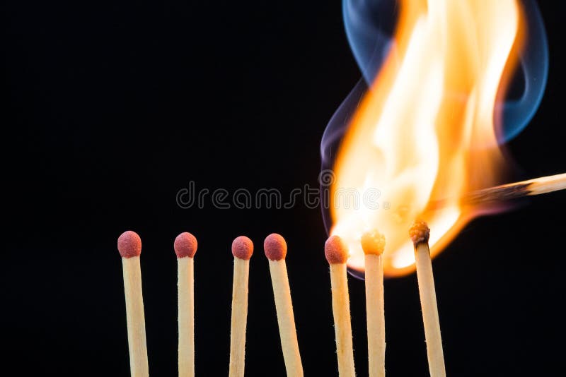Burning Flame on a Matchstick Stock Photo - Image of isolated, black ...