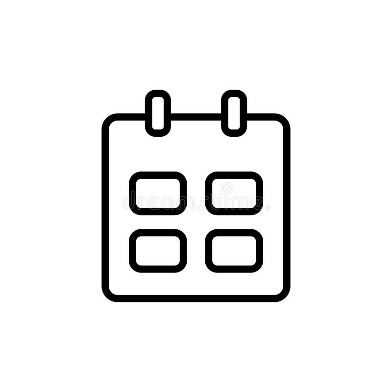 Line Calendar Icon on White Background Stock Illustration ...