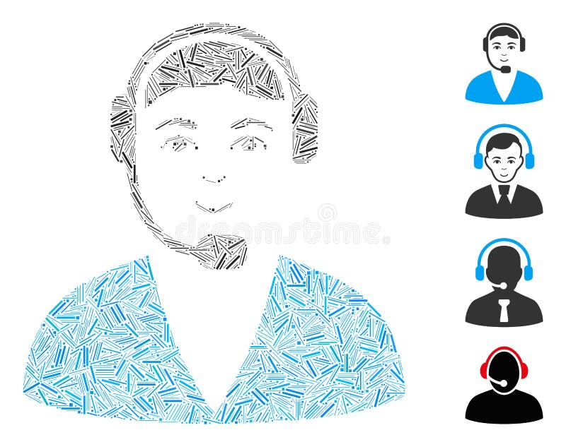 Line Call Center Operator Icon Vector Collage Stock Vector ...