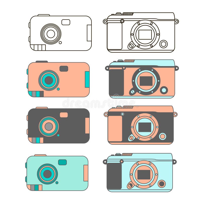 Line camera stock vector. Illustration of concept, hand - 58757556