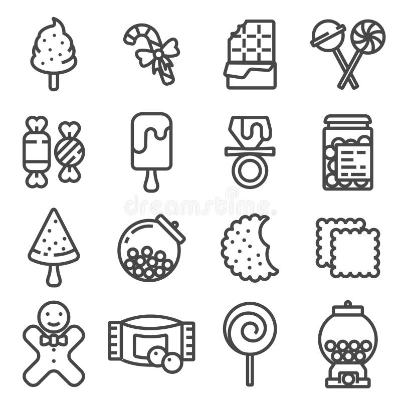 Line Art Candy Line. Isolated Illustration Element. Sketch Candy Line ...