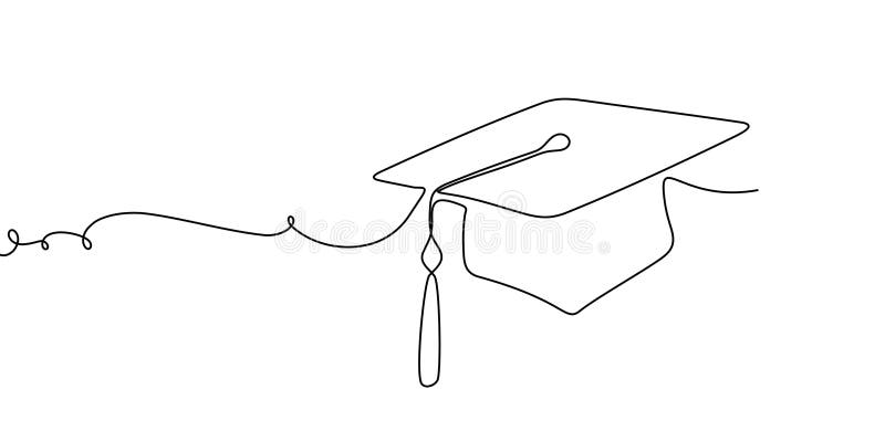 Line Cap Hat Study University Education Continuous Icon Illustration ...