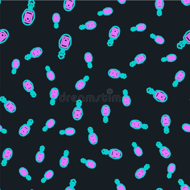 Line Car Key with Remote Icon Isolated Seamless Pattern on Black ...