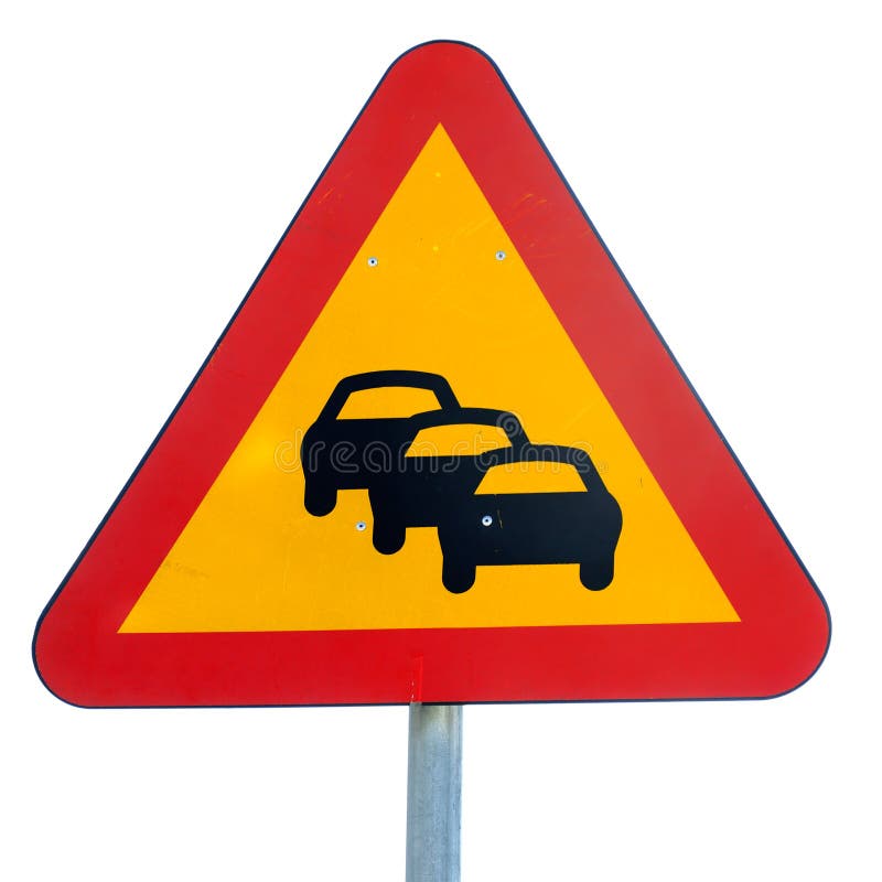 Line of cars stock image. Image of hazard, yellow, sign - 104505175