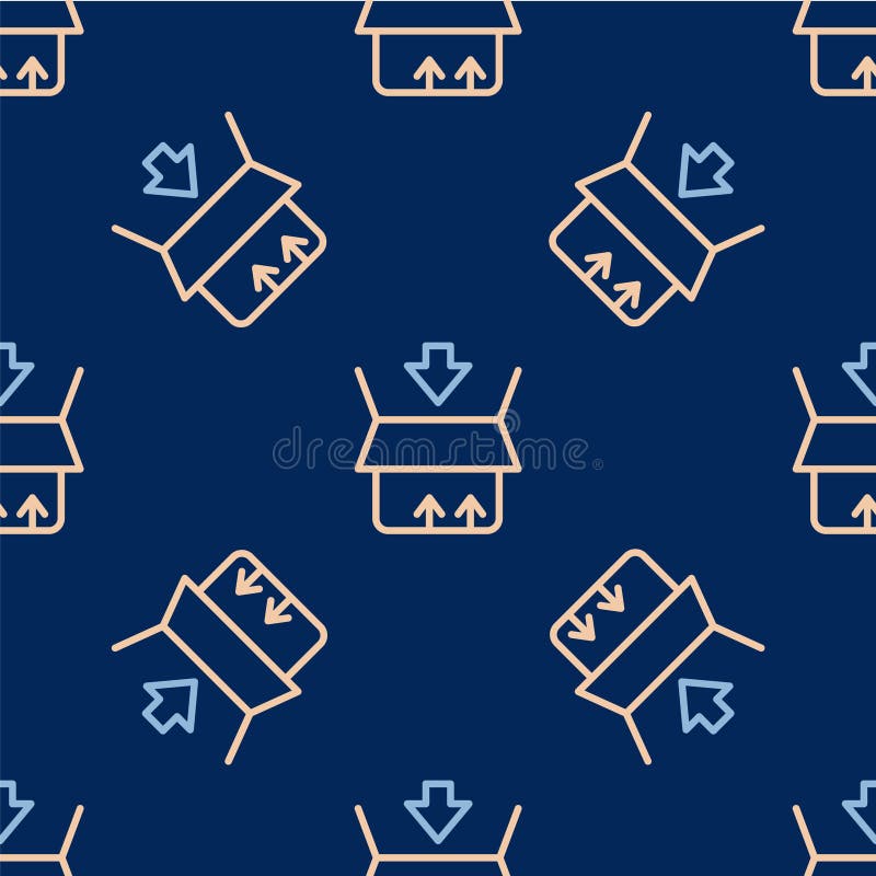 Line Carton Cardboard Box Icon Isolated Seamless Pattern on Blue ...