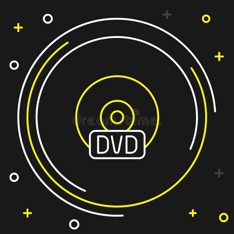 Line CD or DVD Disk Icon Isolated on Black Background. Compact Disc ...