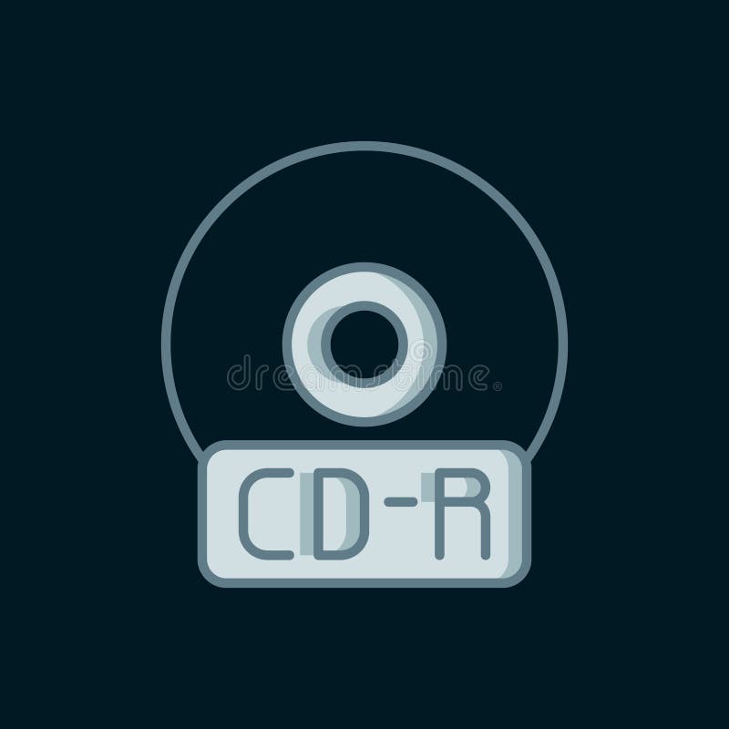 Line CD or DVD Disk Icon Isolated on Black Background. Compact Disc ...